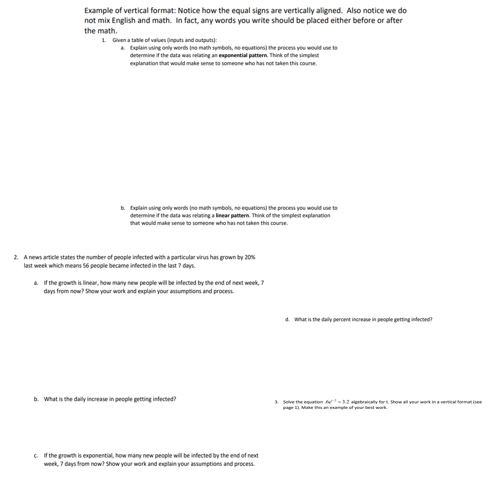 Example of vertical format: Notice how the equal | Chegg.com