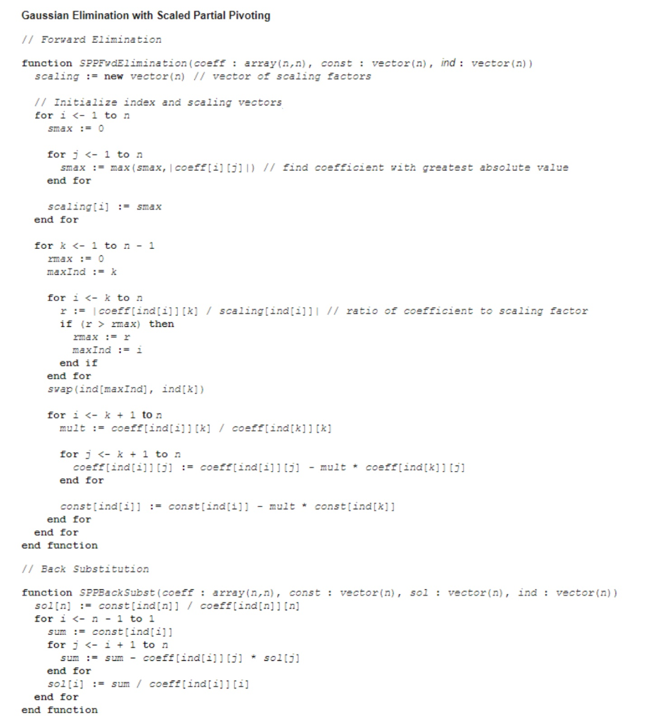 Solved The pseudocode for the "Gaussian Elimination with | Chegg.com