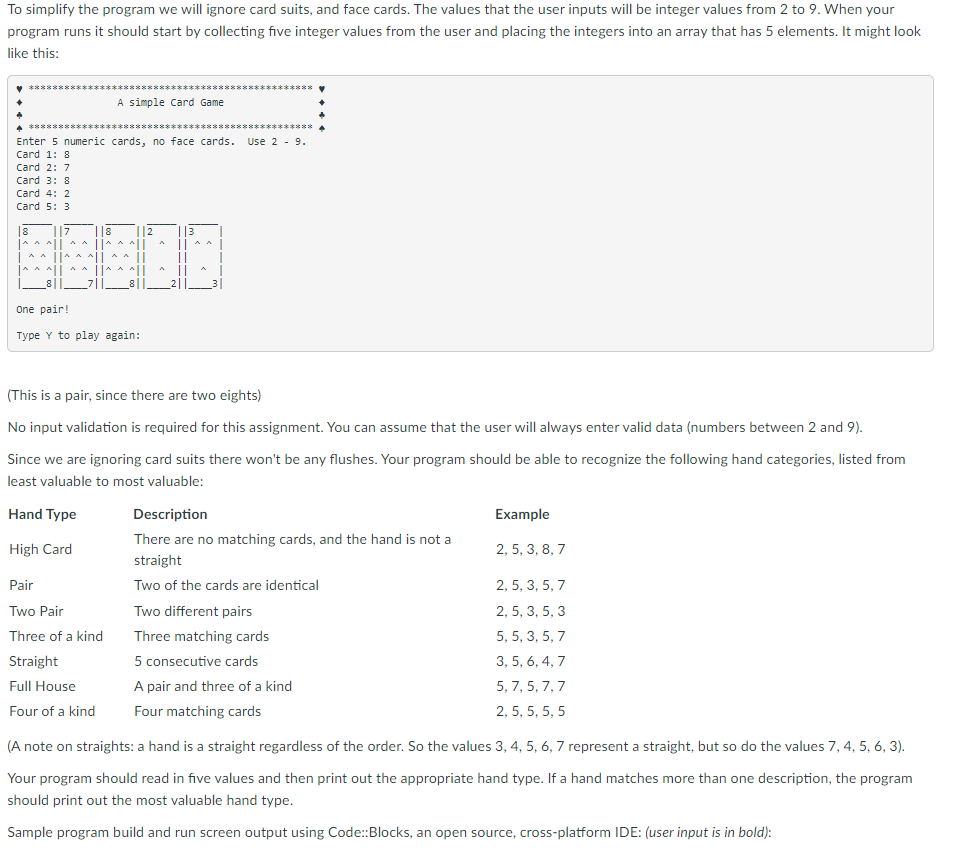 Solved #include using namespace std; //"card hand | Chegg.com