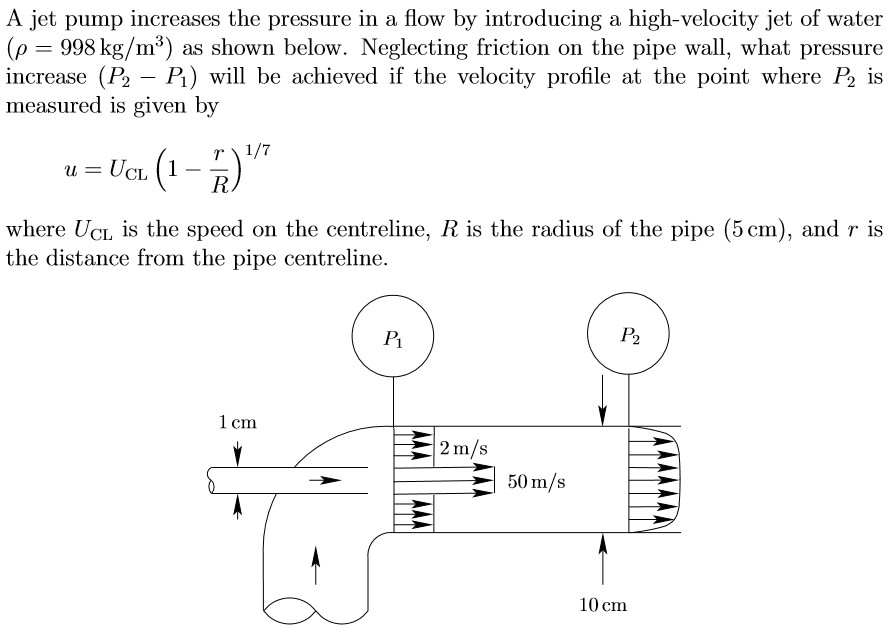 Solved A jet pump increases the pressure in a ow by | Chegg.com