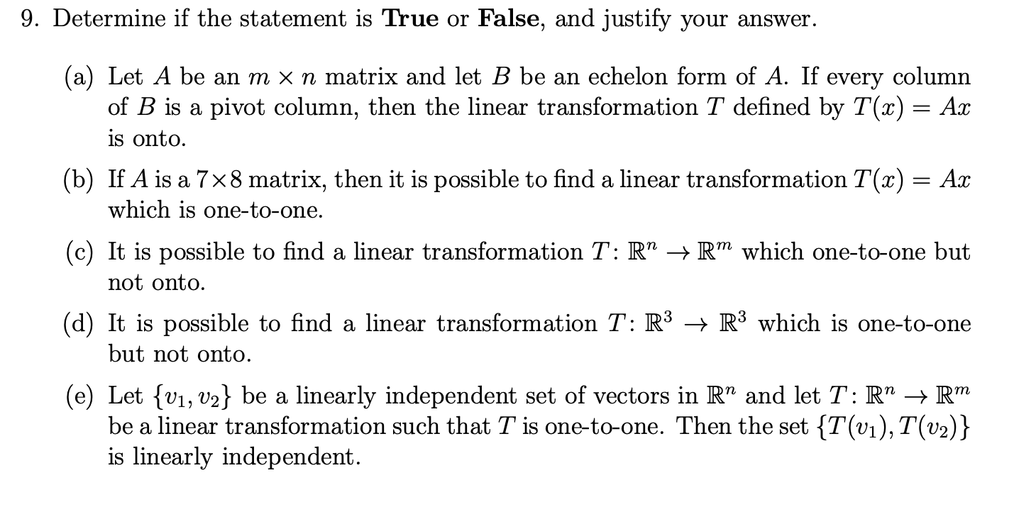 Solved 9. Determine if the statement is True or False, and | Chegg.com