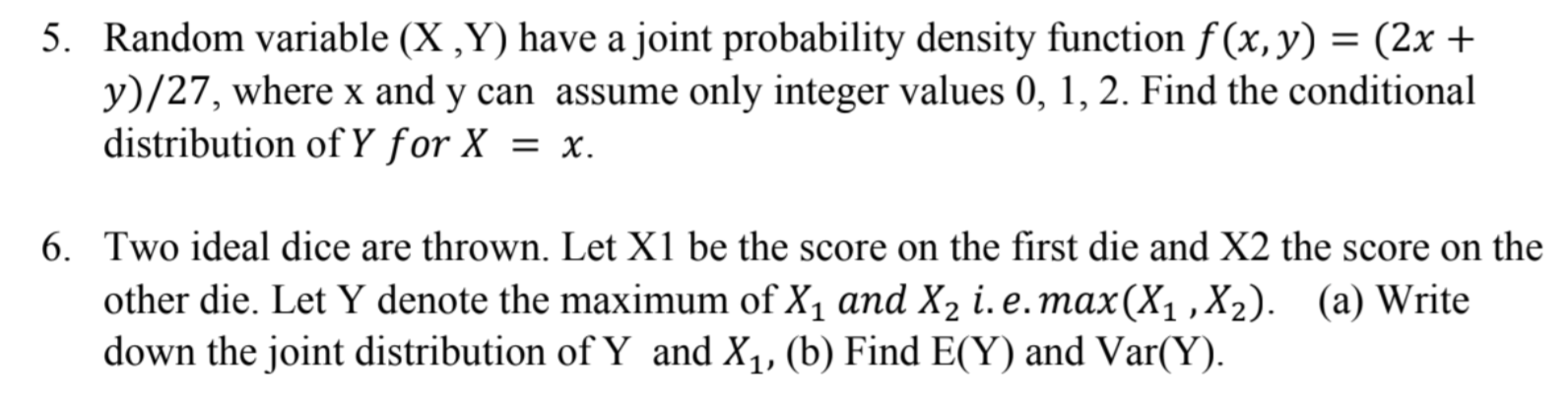 Solved 5. Random variable (X,Y) have a joint probability | Chegg.com