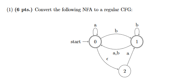 Solved (1) (6 pts.) Convert the following NFA to a regular | Chegg.com