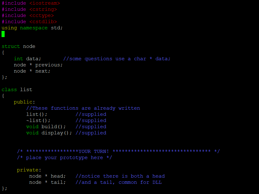 Solved c++ Doubly Linked List I need help implementing the | Chegg.com