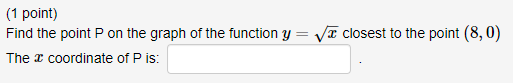 Solved (1 point) Find the point P on the graph of the | Chegg.com