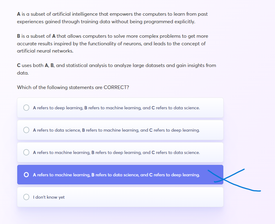 Solved A is a subset of artificial intelligence that | Chegg.com
