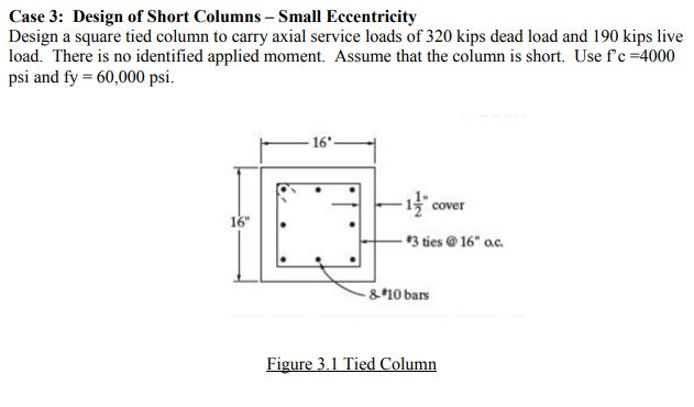 Case 3: Design of Short Columns Small Eccentricity | Chegg.com