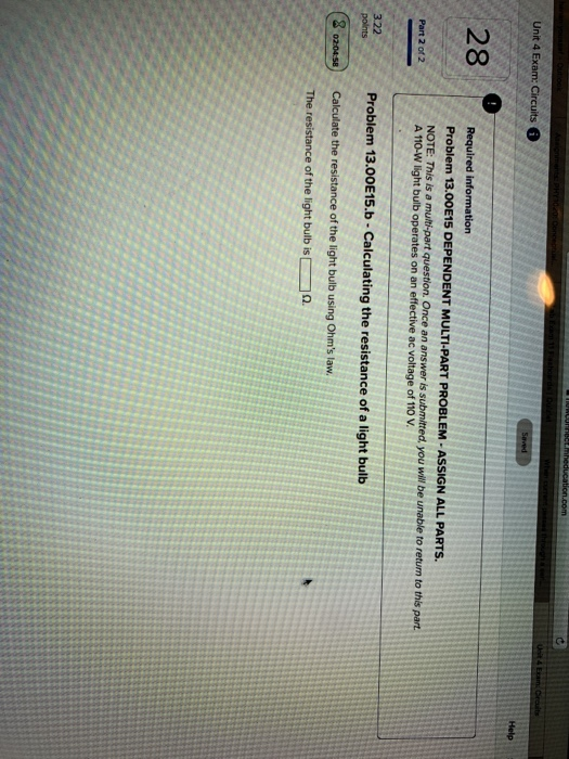 Solved 28 Requlred ifomation Problem 13.0OE15 DEPENDENT | Chegg.com