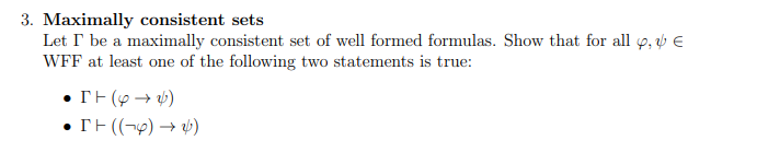 Solved 3. Maximally consistent sets Let Γ be a maximally | Chegg.com