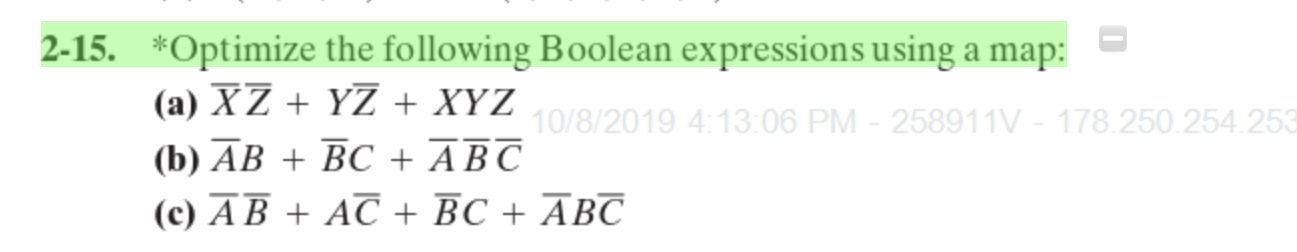 2-15. *Optimize the following Boolean expressions | Chegg.com