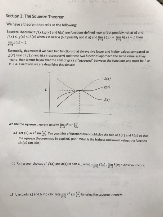 Solved Section 2: The Squeeze Theorem We have a theorem that | Chegg.com