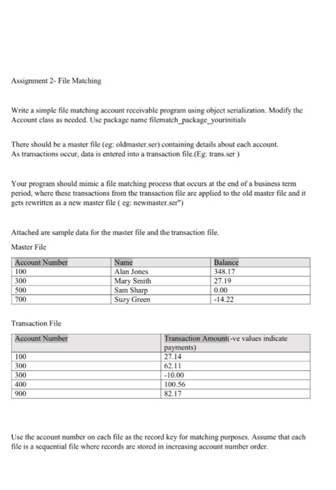 Solved Assignment 2- File Matching Write a simple file | Chegg.com