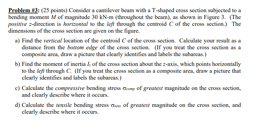 Solved Problem #3: ( 25 ﻿points) ﻿Consider a cantilever beam | Chegg.com
