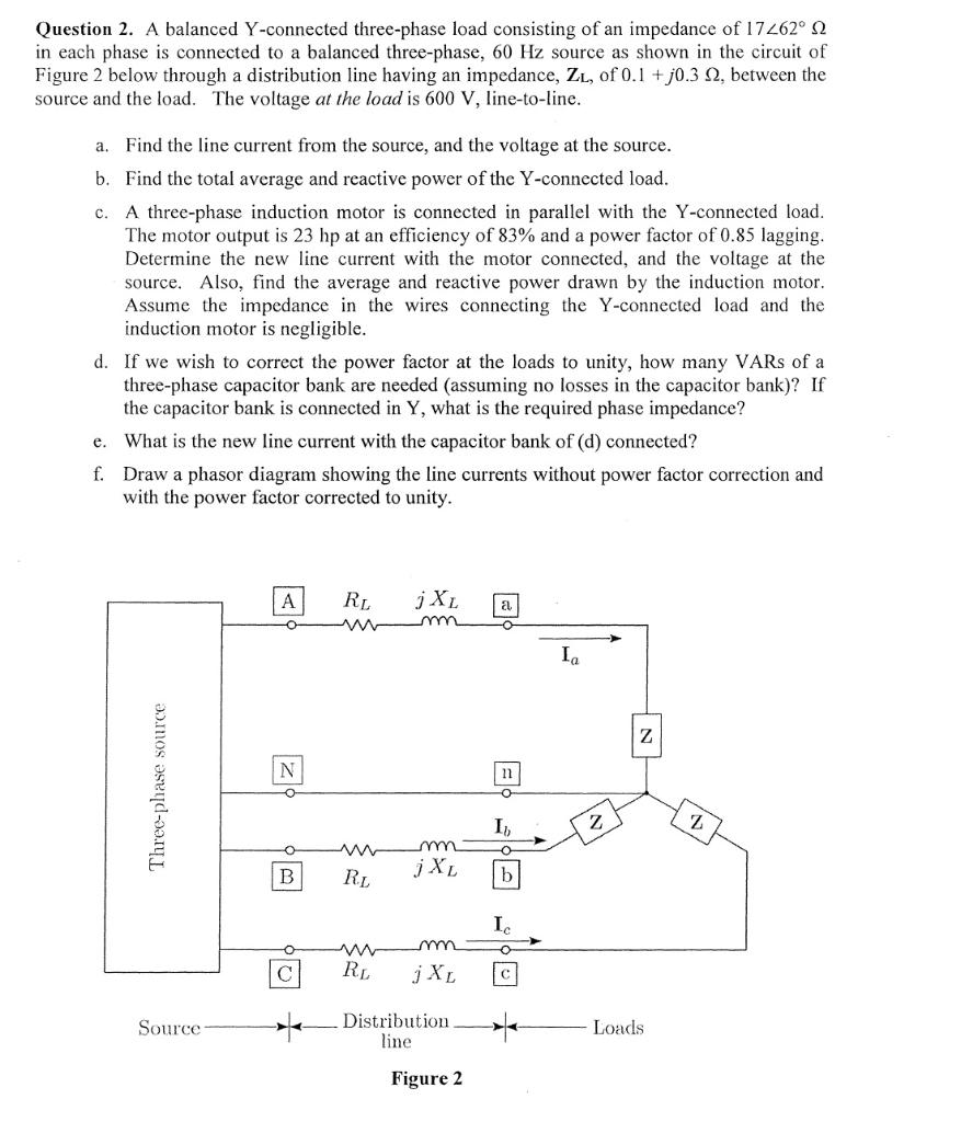 Solved Question 2. A balanced Y-connected three-phase load | Chegg.com