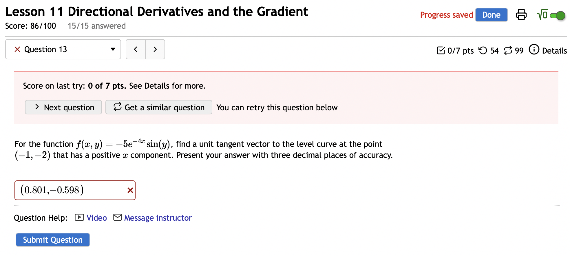 Solved Lesson 11 Directional Derivatives And The Gradient