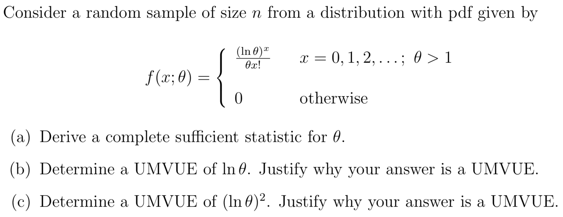 Solved Consider a random sample of size n from a | Chegg.com