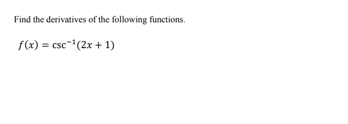 Solved Find the derivatives of the following functions. | Chegg.com
