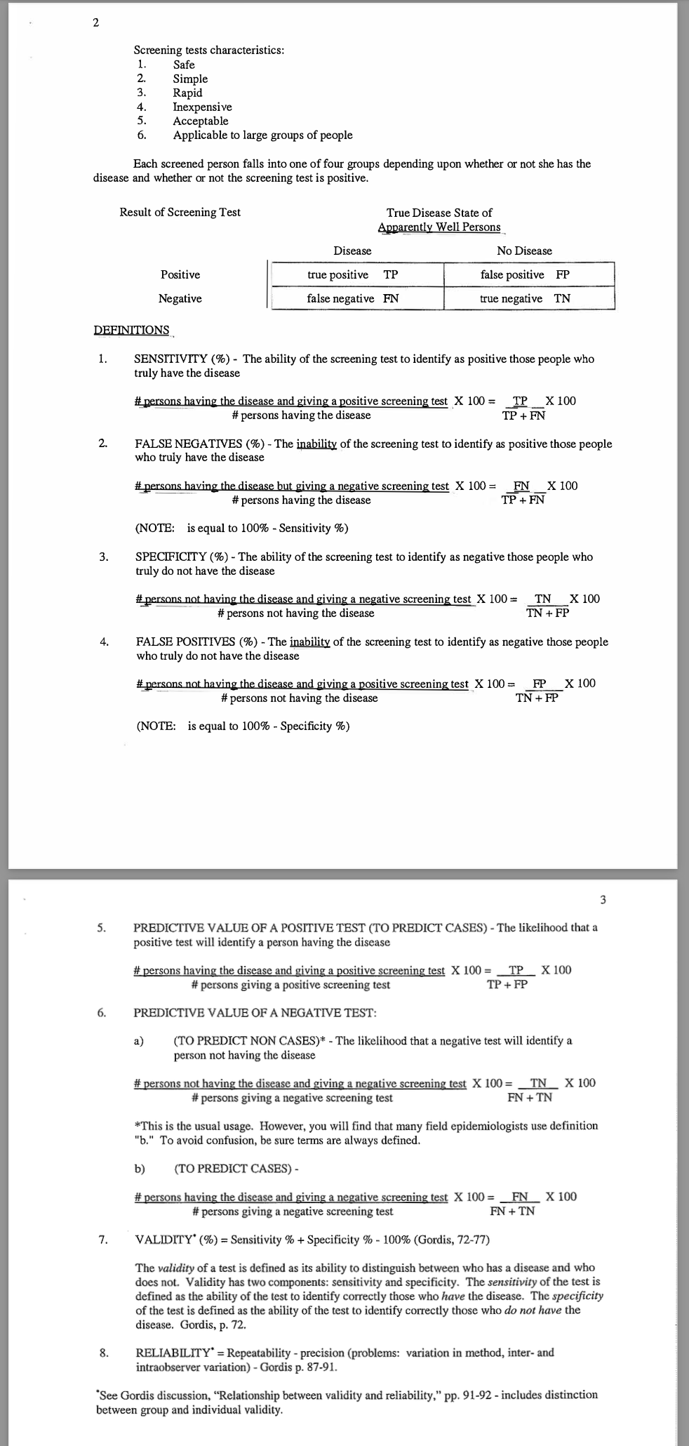 Screening tests characteristics: 1. Safe 2. Simple 4. | Chegg.com