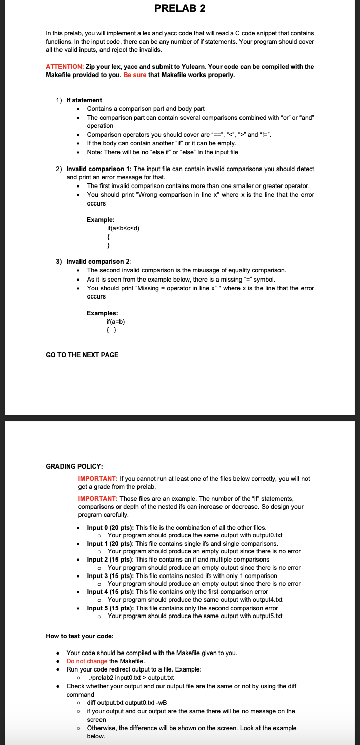 Solved PRELAB 2In this prelab, you will implement a lex and | Chegg.com