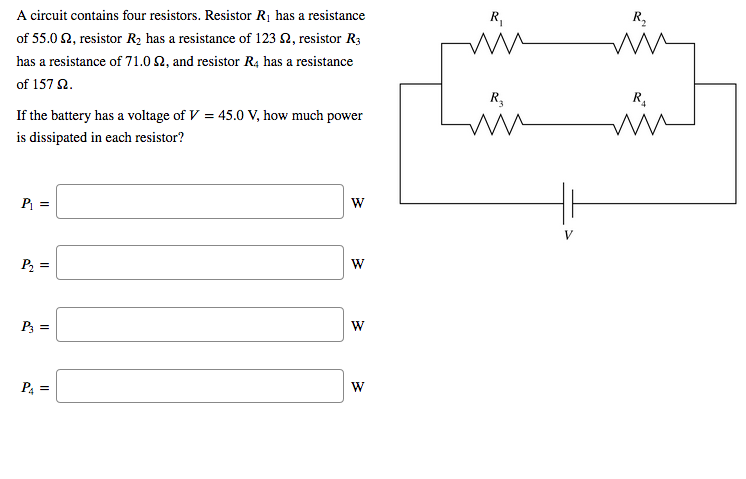 Solved A circuit contains four resistors. Resistor Ri has a | Chegg.com