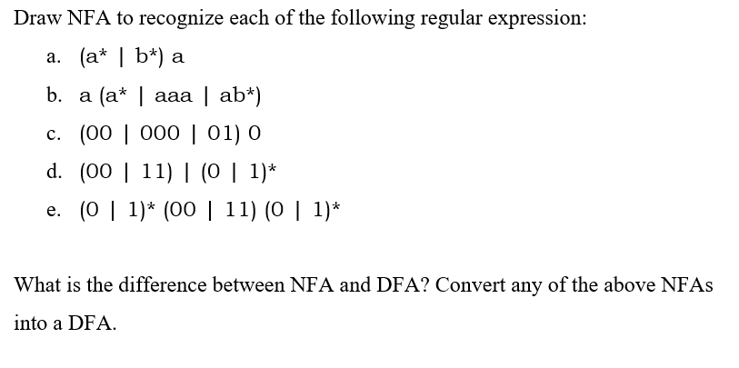 Solved Draw NFA to recognize each of the following regular | Chegg.com