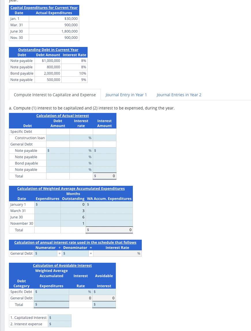Solved Compute Interest to Capitalize and ExpenseJournal | Chegg.com