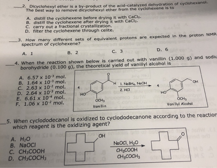 Solved 2. Dicyclohexyl ether is e yetohexyl ether is a | Chegg.com