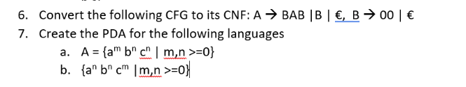 6. Convert the following CFG to its CNF: | Chegg.com