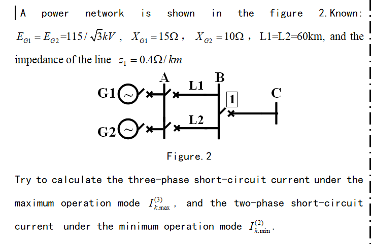 Solved |A power network is shown in the figure 2. Known: | Chegg.com