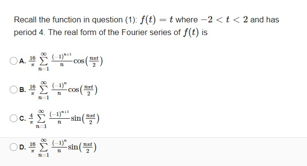 Solved Recall the function in question (1): f(t) = t where | Chegg.com