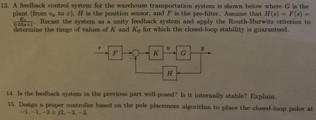 Solved 3. A feedback control system for the warehouse | Chegg.com