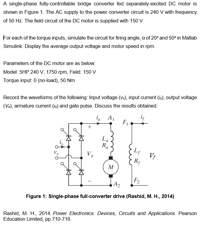A single-phase fully-controllable bridge converter | Chegg.com