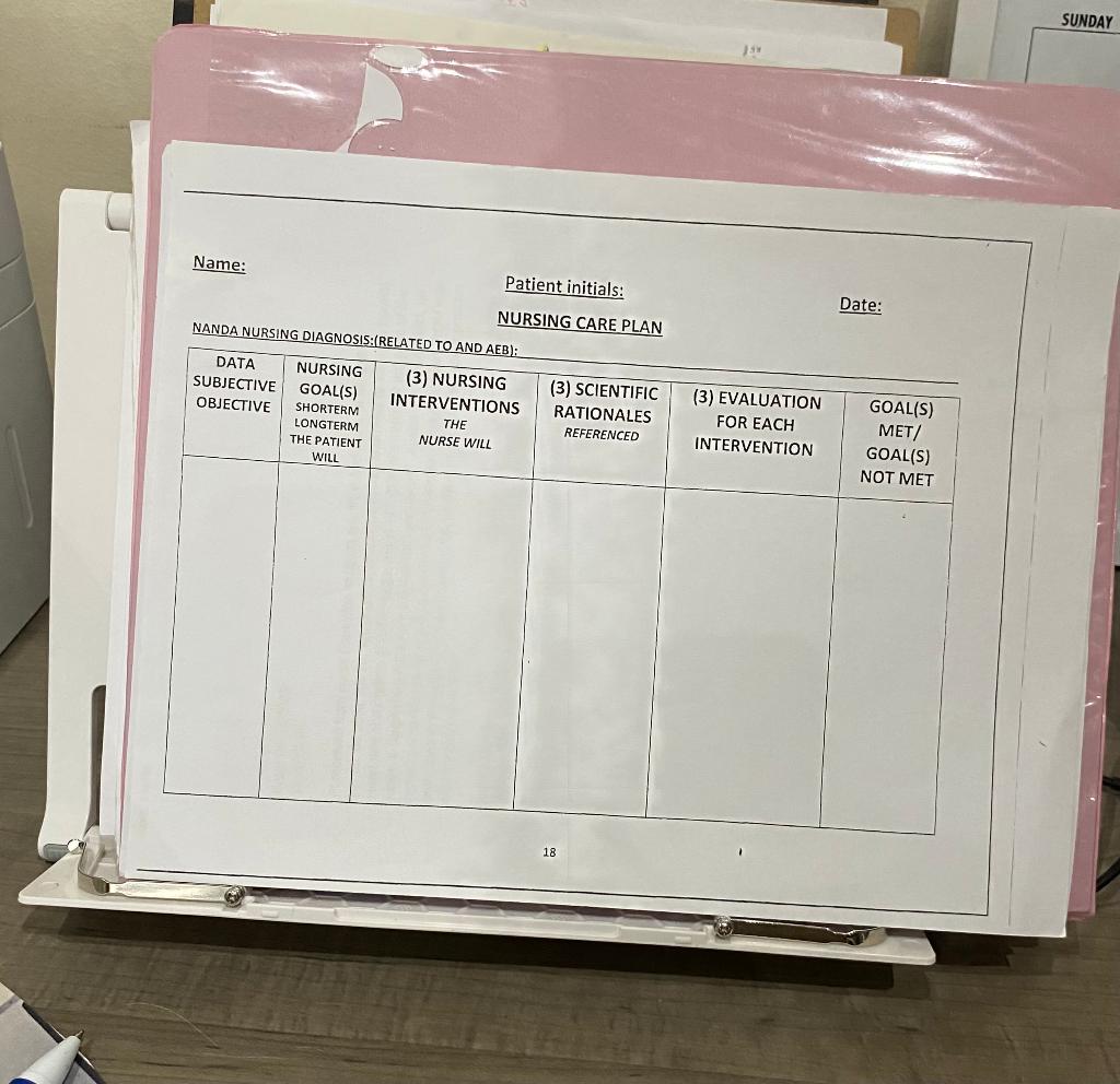 Solved Patient Initials Nursing Care Plan Nanda Nursing Chegg