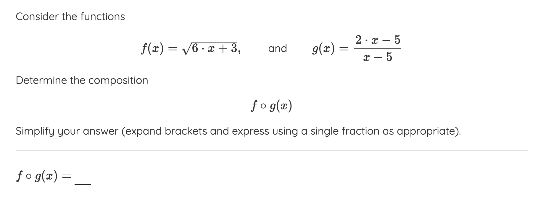 Solved Consider the functions 2.0 - 5 f(x) = 460 +3, and | Chegg.com