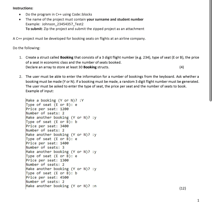 Solved Instructions: Do the program in C++ using | Chegg.com