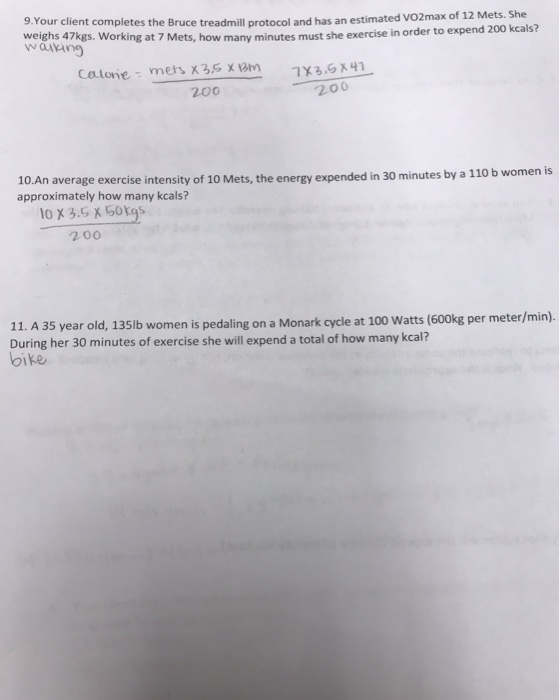 Solved 9.Your client completes the Bruce treadmill protocol | Chegg.com