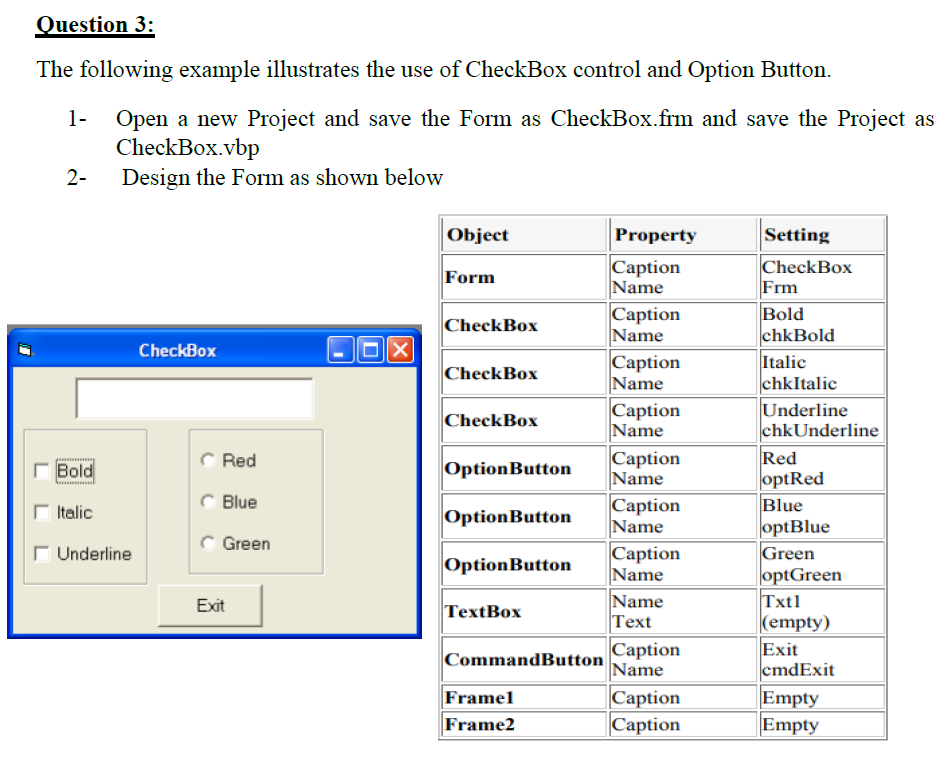 Solved Question 3: The following example illustrates the use | Chegg.com
