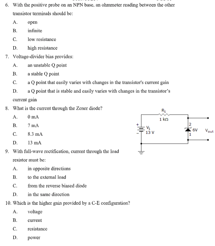 Solved 6. With the positive probe on an NPN base, an | Chegg.com