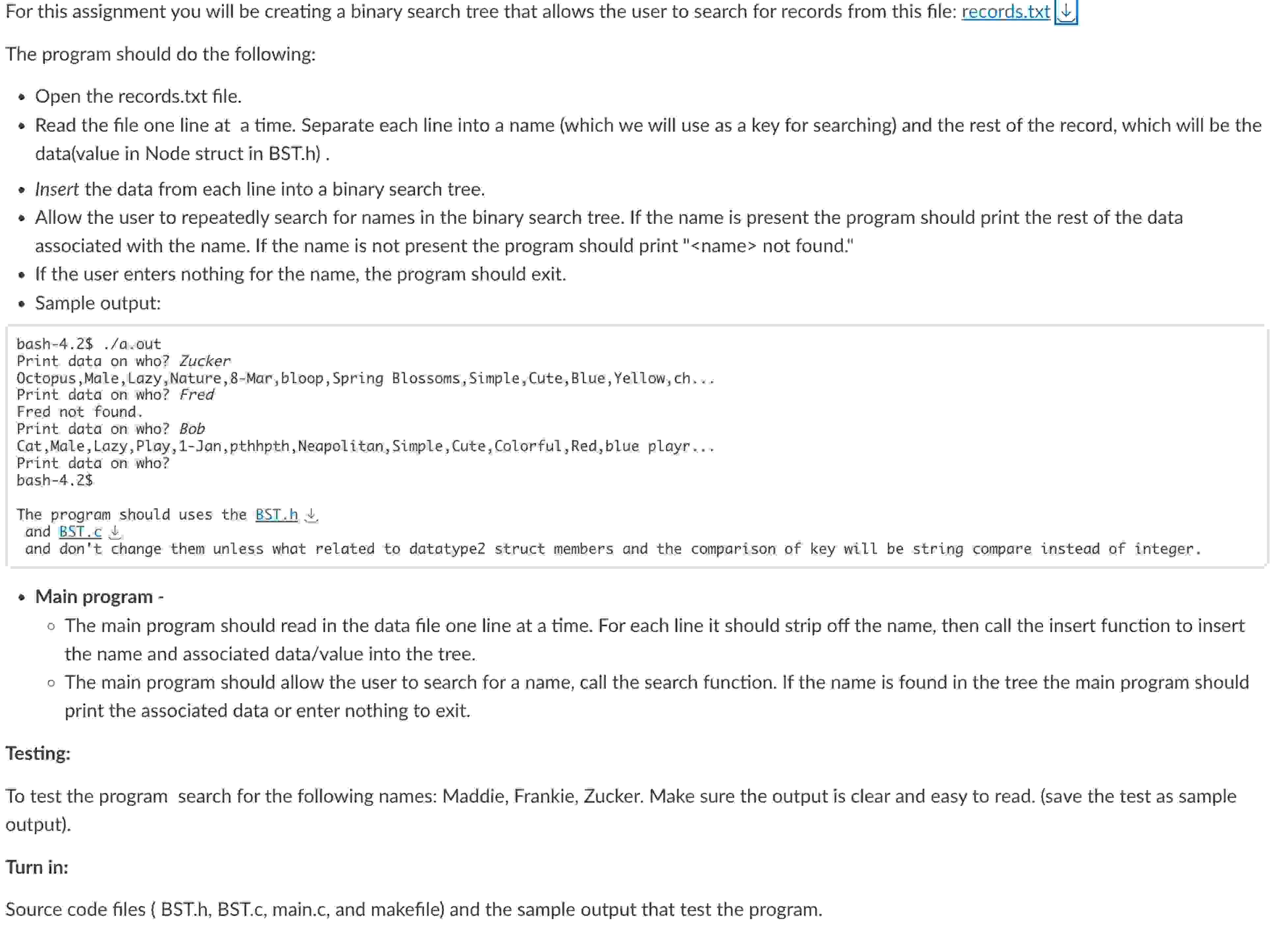 Solved Solve the following in C Language. BST.c | Chegg.com