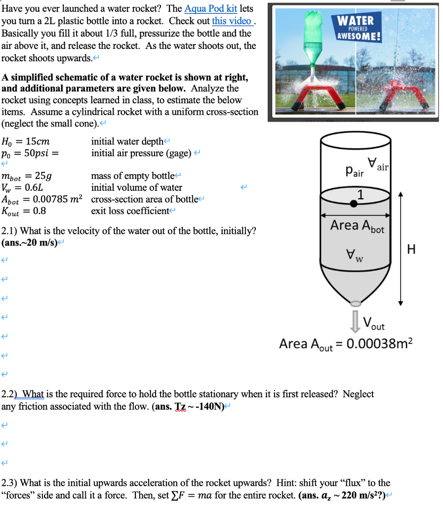 WATER POWERED AWESOME! Have you ever launched a water | Chegg.com