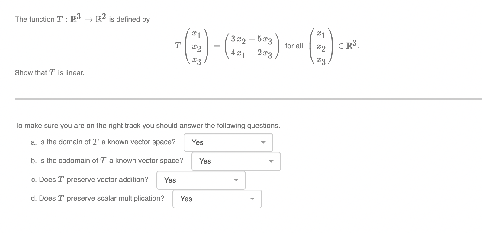 Solved The function T:R3→R2 is defined by | Chegg.com
