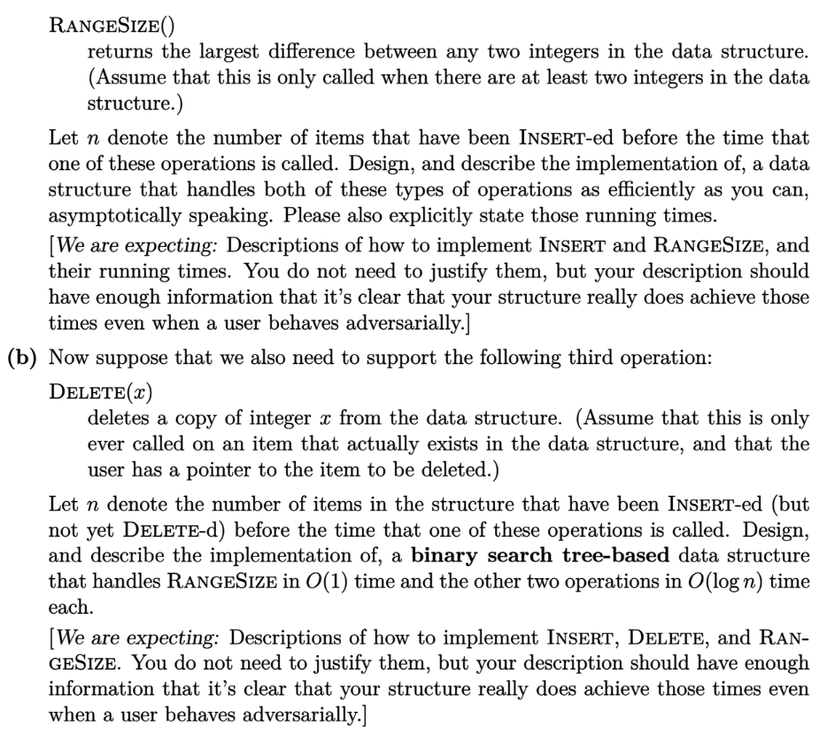 Solved In all parts of this problem, your data structure is | Chegg.com