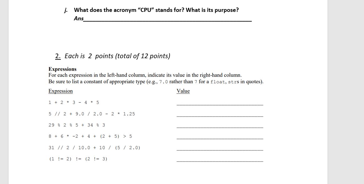 Solved Answer all Questions. Write each answers on the space | Chegg.com