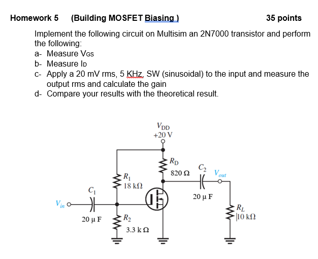 Solved Homework 5 (Building MOSFET Biasing)35 | Chegg.com