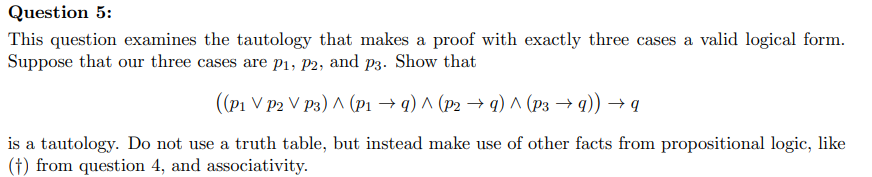 Solved Question 5: This question examines the tautology that | Chegg.com