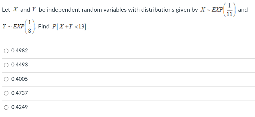 Solved Let X and Y be independent random variables with | Chegg.com