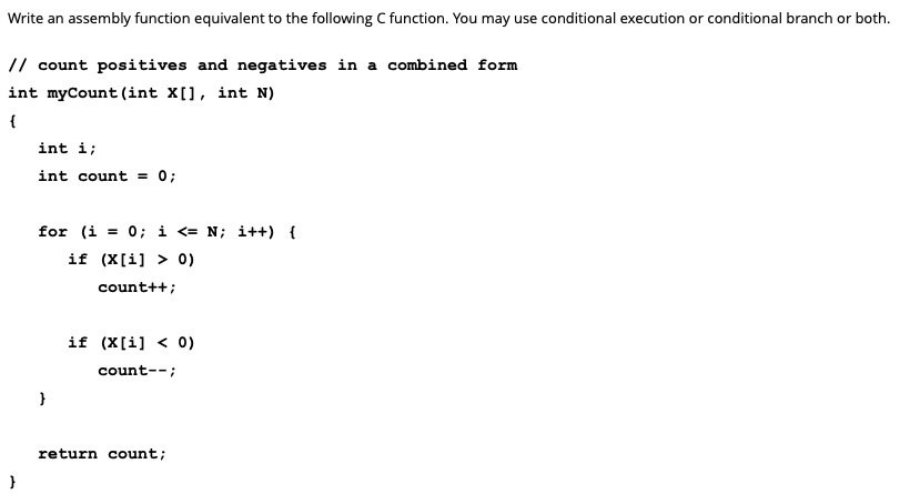 Solved Write an assembly function equivalent to the | Chegg.com