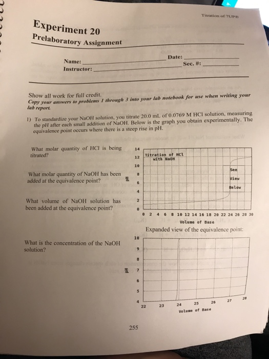Solved Titration of 7UP Experiment 20 Prelaboratory | Chegg.com