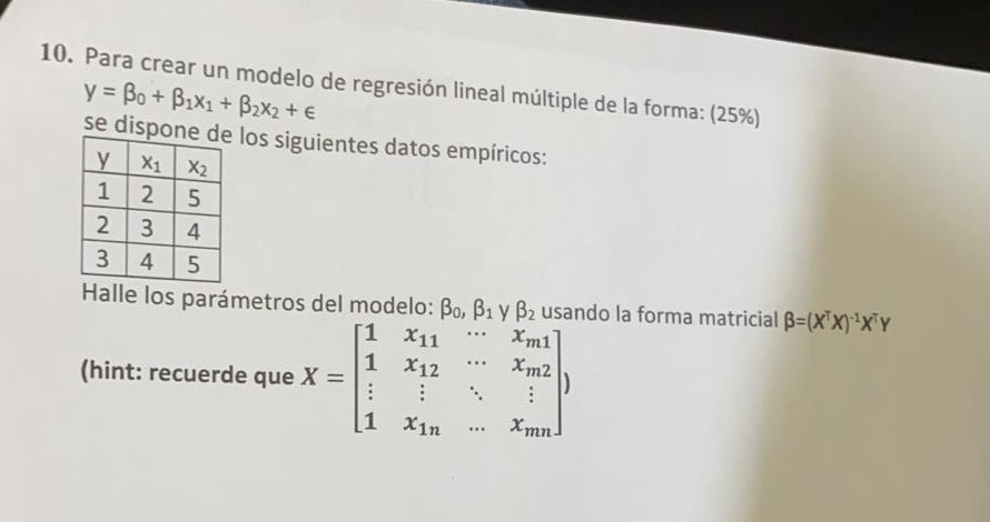 Solved To create a multiple linear regression model of | Chegg.com