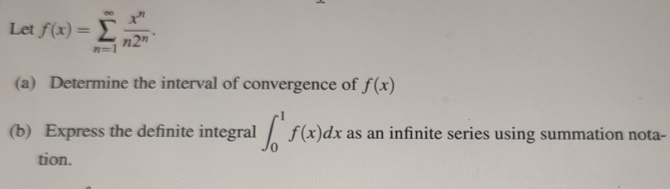Solved Let \\( f(x)=\\sum_{n=1}^{\\infty} \\frac{x^{n}}{n | Chegg.com